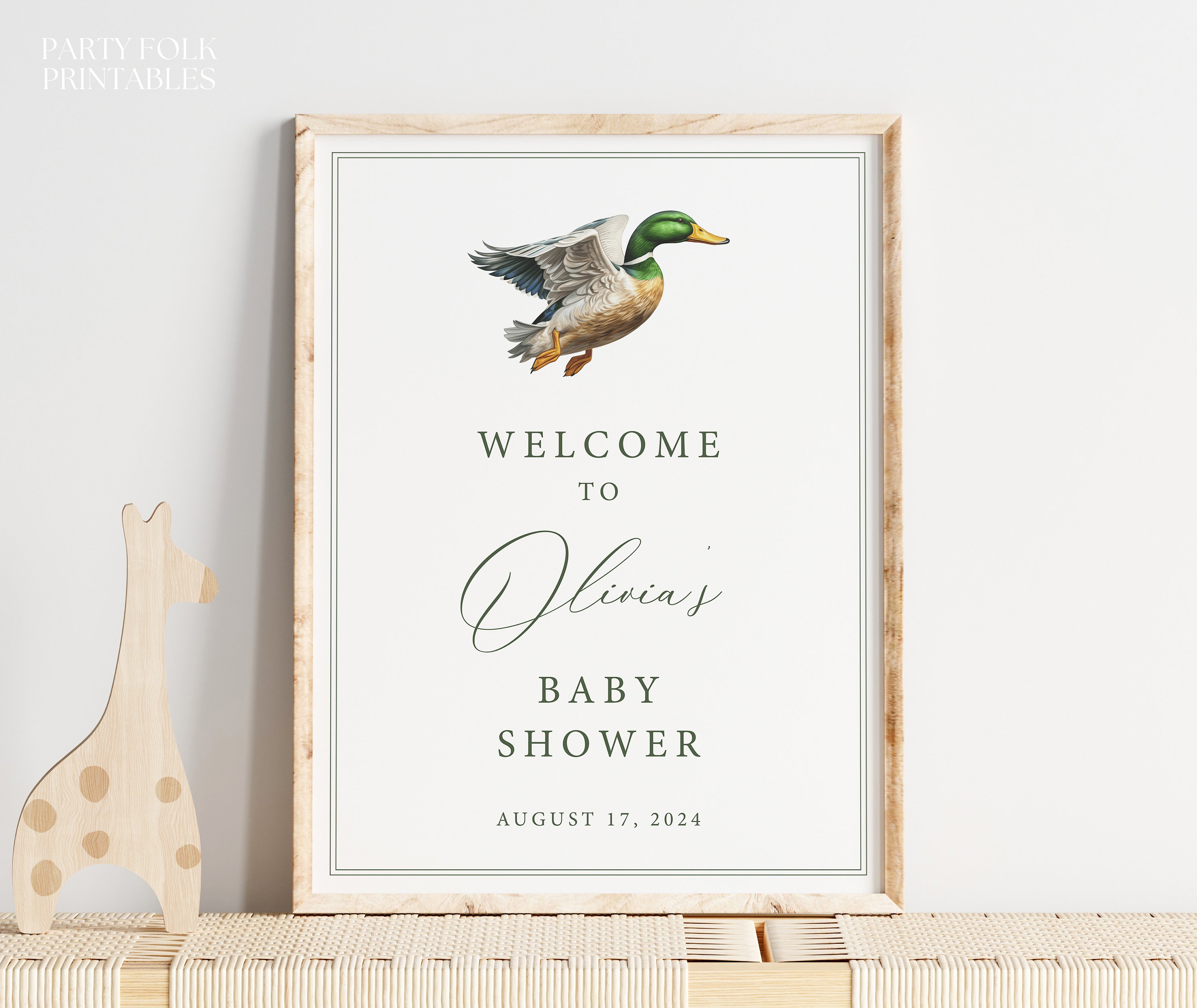 Editable Mallard Duck Baby Shower Welcome Sign Template, Instant ...