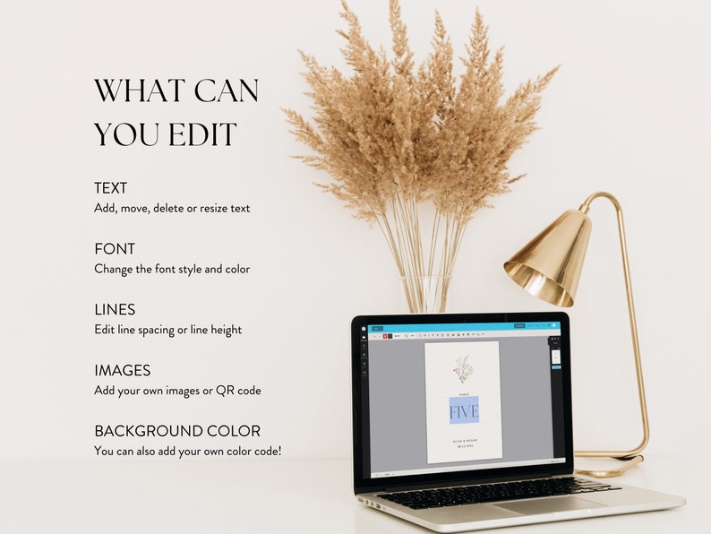 Wildflower Minimal Table Number Template, Blush Pink Floral Wedding ...