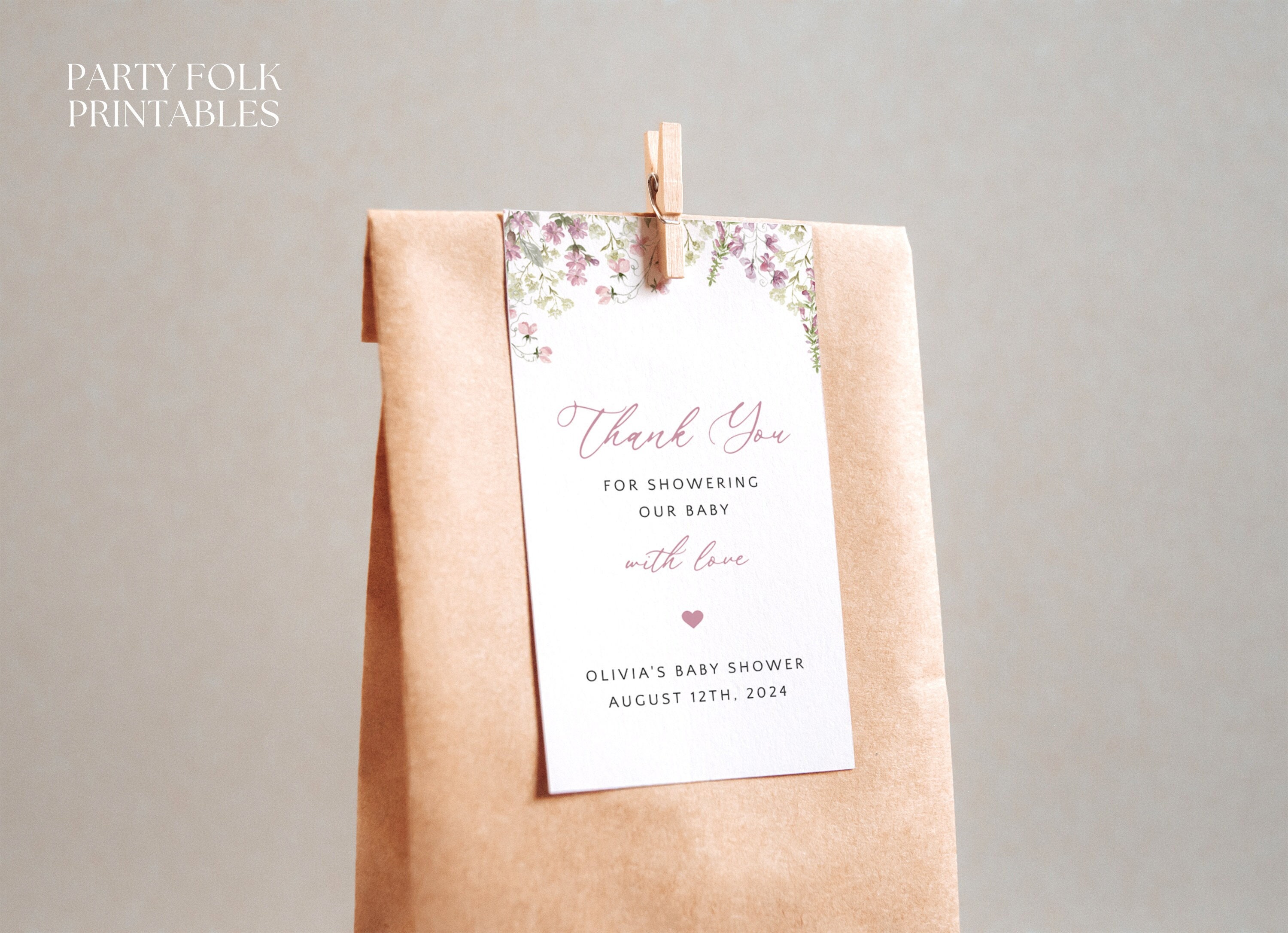 Editable Baby in Bloom Thank You Tag, Printable Floral Baby Shower ...