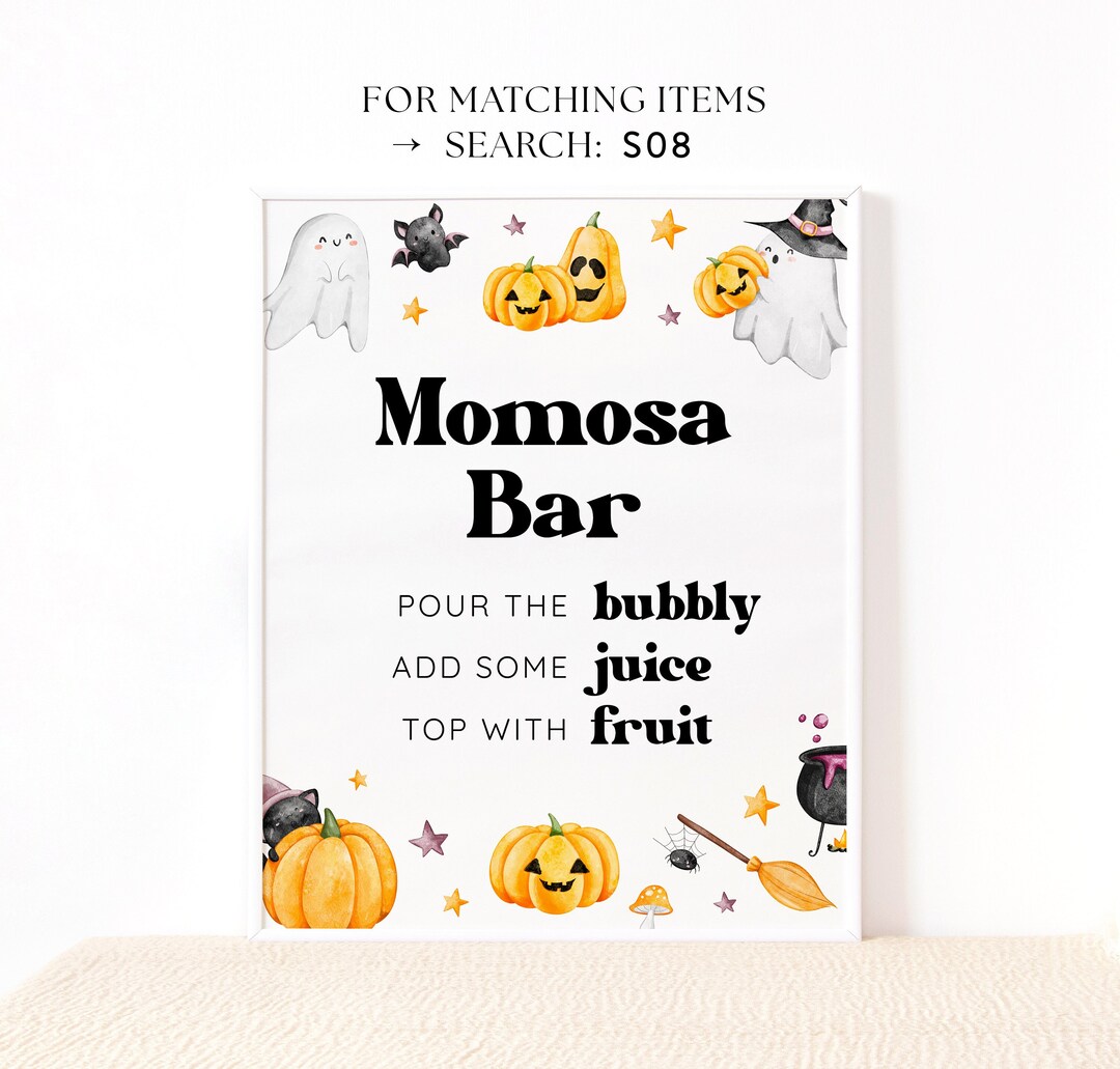 Printable Momosa Bar Sign, Halloween Baby Shower Mom-osa Bar Sign ...