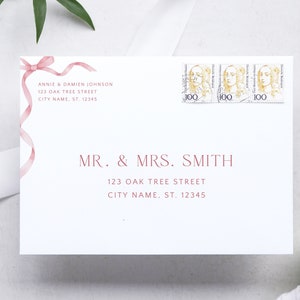 Editable Dusty Pink Bow Envelope Address Template, Personalised Girl ...