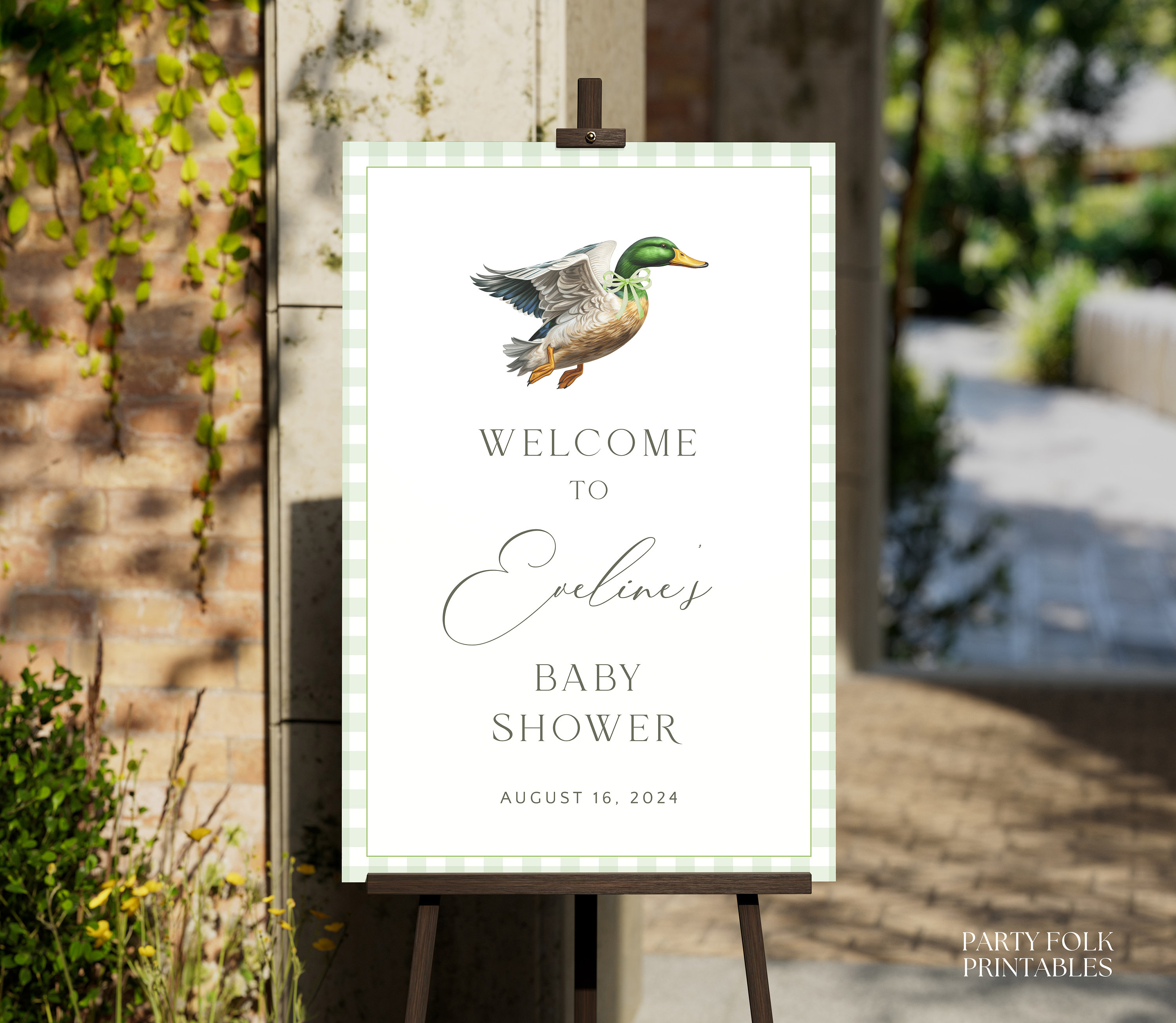 Editable Mallard Duck Baby Shower Welcome Sign Template, Instant Green ...