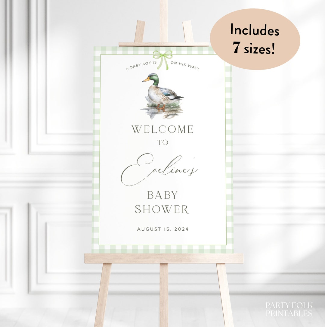 Editable Mallard Duck Boy Baby Shower Welcome Sign Template, Instant ...