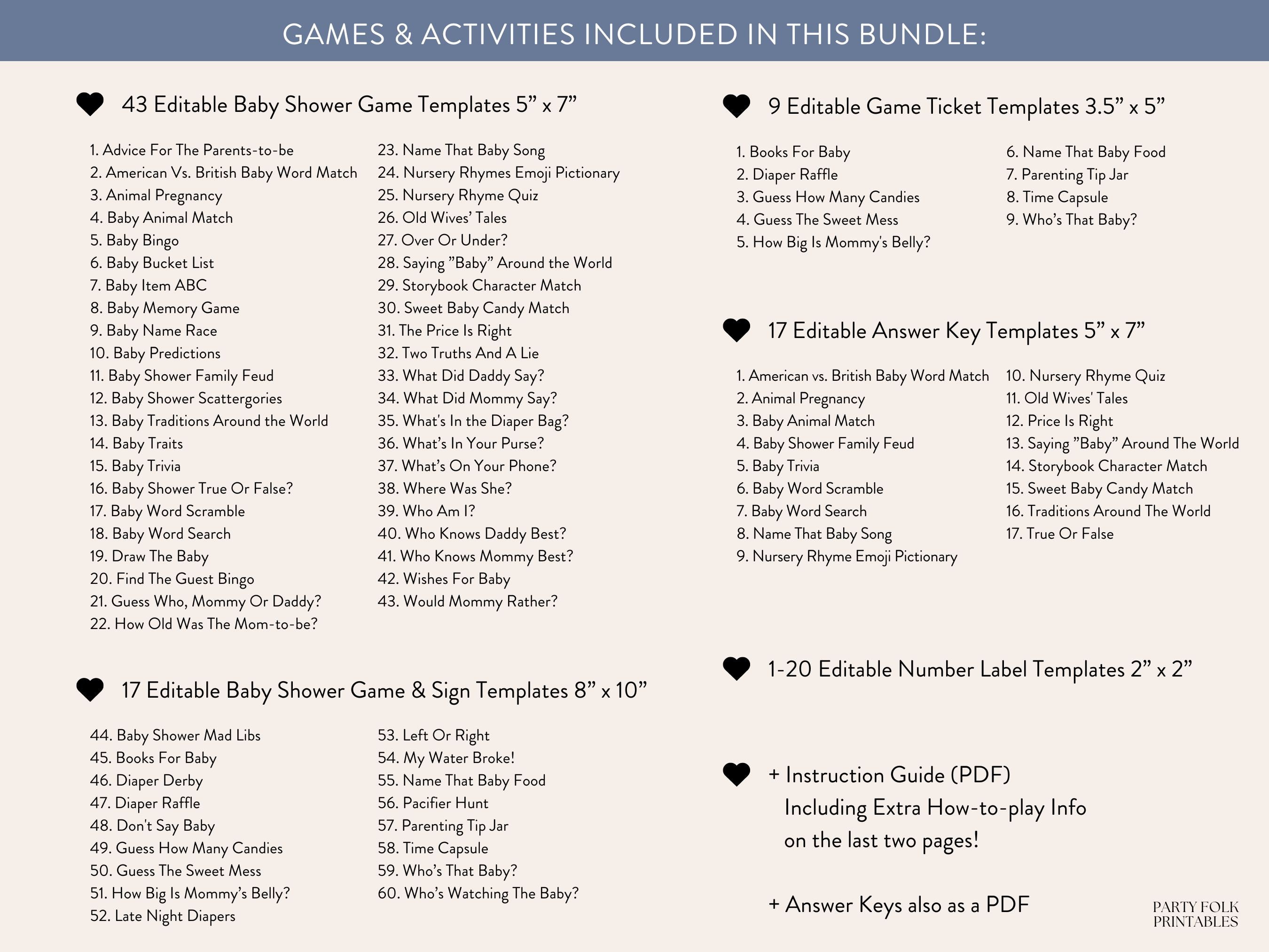 Editable Blue Bow Baby Shower Game Bundle Dusty Blue Ribbon - Etsy ...