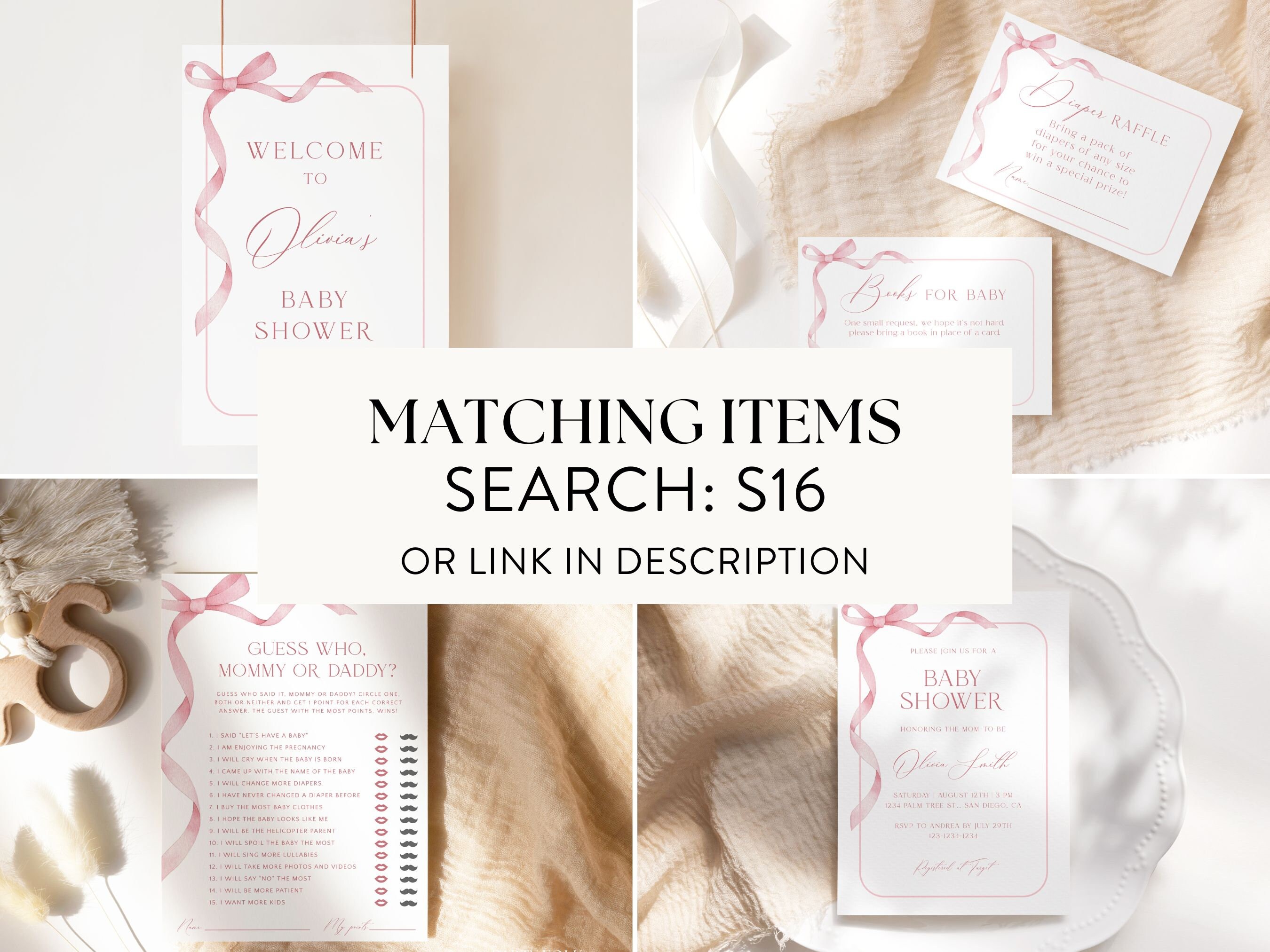 Editable Dusty Pink Bow Seating Chart Template, Instant Girl Baby ...