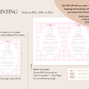 Editable Pink Preppy Gingham Baby Shower Invitation Template, Gingham ...