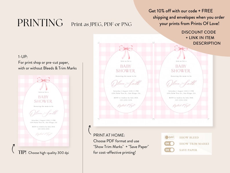 Editable Pink Preppy Gingham Baby Shower Invitation Template - Etsy