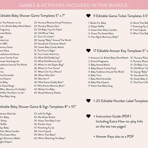 Editable Pink Bow Baby Shower Game Bundle, Pretty in Pink Coquette Bow ...