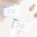 Editable Navy Blue Bow Buffet Card Template, Blue Food Label, Royal ...