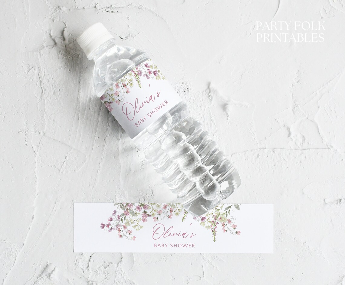 Editable Baby in Bloom Water Bottle Label, Printable Floral Baby Shower ...