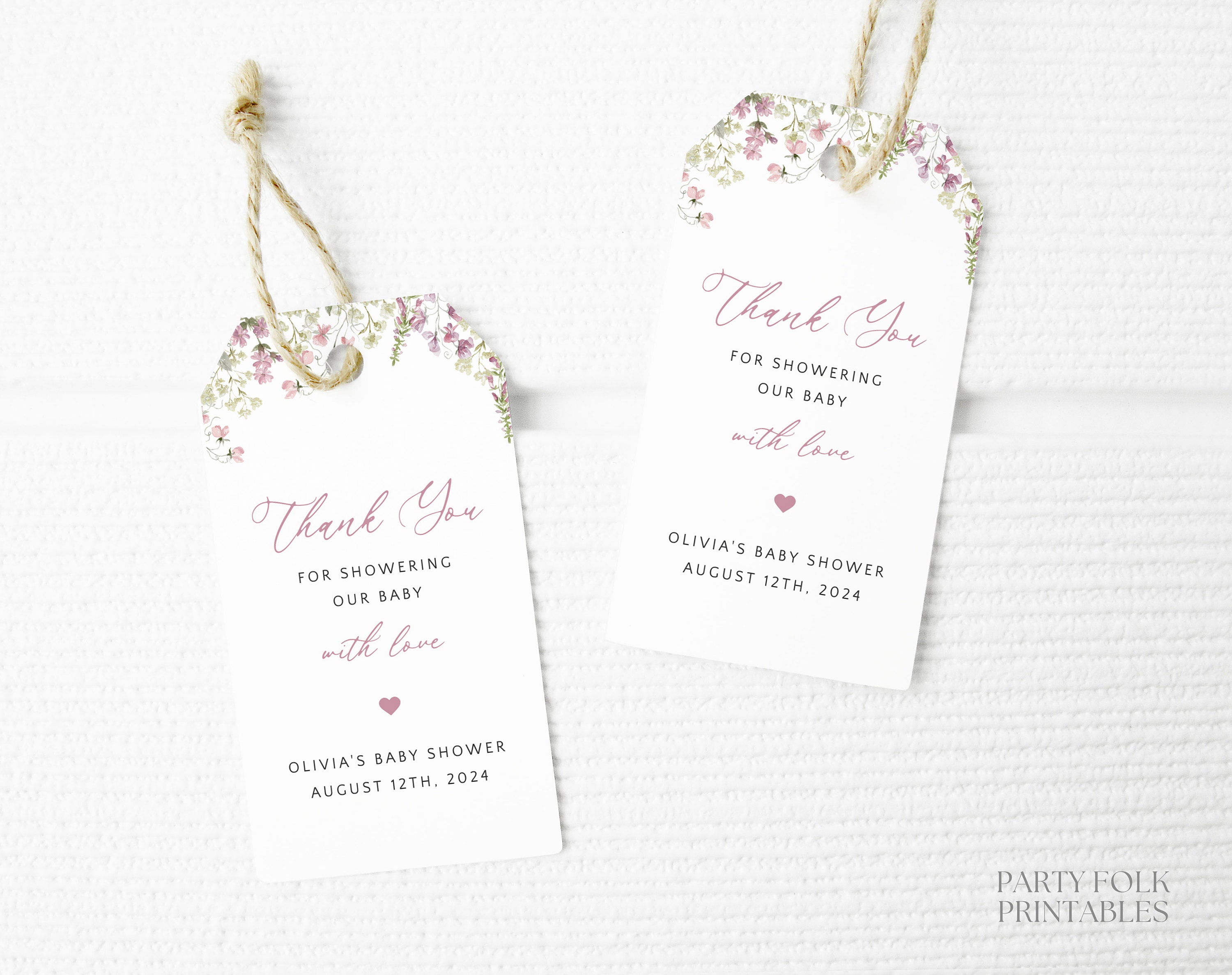 Editable Baby in Bloom Thank You Tag, Printable Floral Baby Shower ...