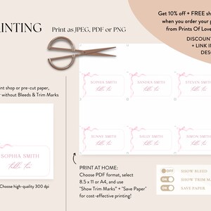 Editable Pink Bow Place Card & Menu Templates, Blush Pink Ribbon Baby ...