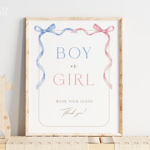 Blue Pink Boy or Girl Gender Reveal Sign, Printable Instant Pink Blue ...