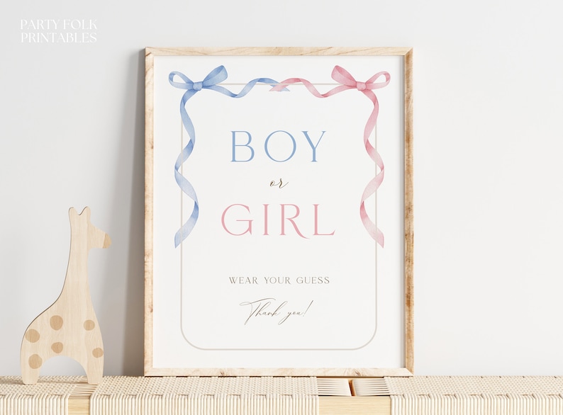 Blue Pink Boy or Girl Gender Reveal Sign, Printable Instant Pink Blue ...
