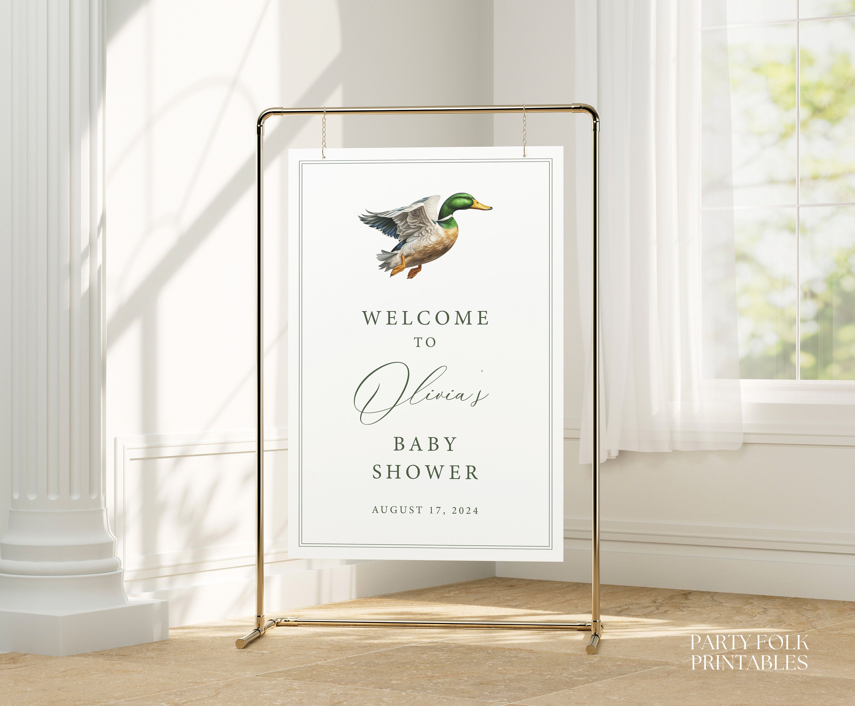 Editable Mallard Duck Baby Shower Welcome Sign Template, Instant ...