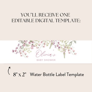 Editable Baby in Bloom Water Bottle Label, Printable Floral Baby Shower ...