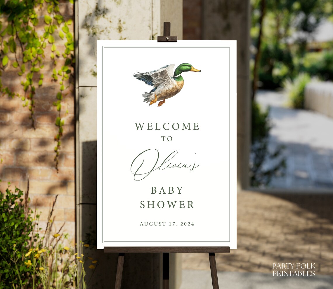 Editable Mallard Duck Baby Shower Welcome Sign Template, Instant ...