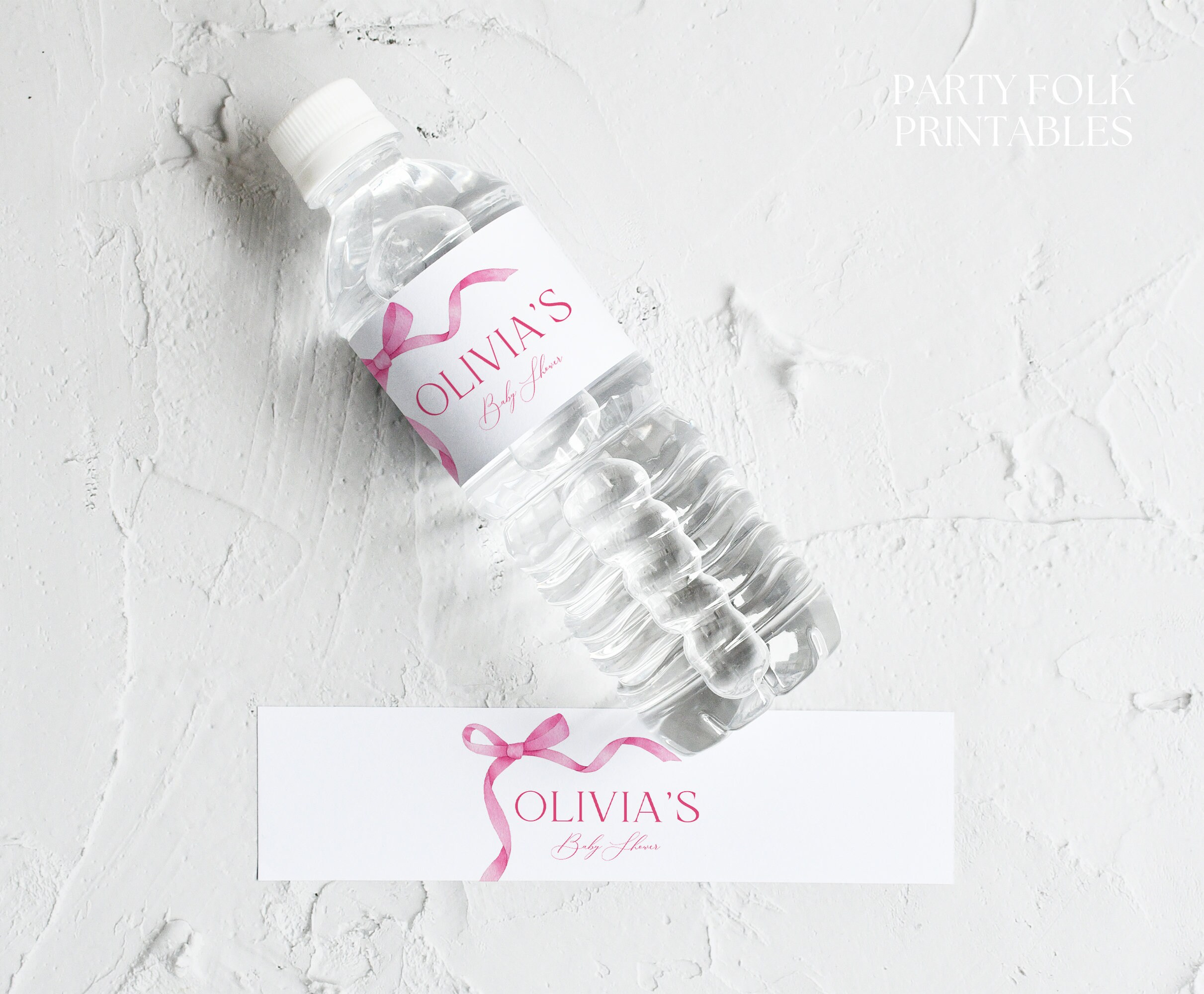 Editable Pink Bow Water Bottle Label Template, Printable Girl Baby ...