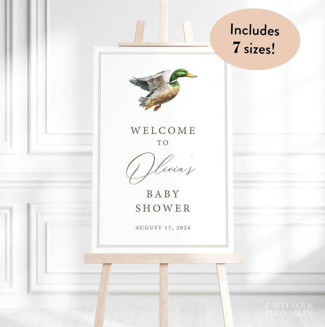 Editable Mallard Duck Baby Shower Welcome Sign Template, Instant ...