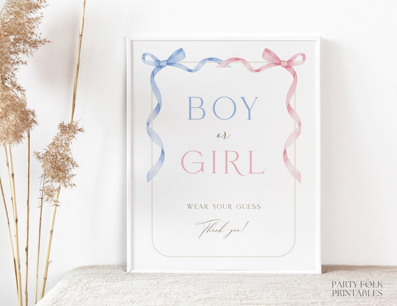 Blue Pink Boy or Girl Gender Reveal Sign, Printable Instant Pink Blue ...