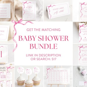 Editable Pink Bow Baby Shower Menu Template, Pink Ribbon Girl Shower ...