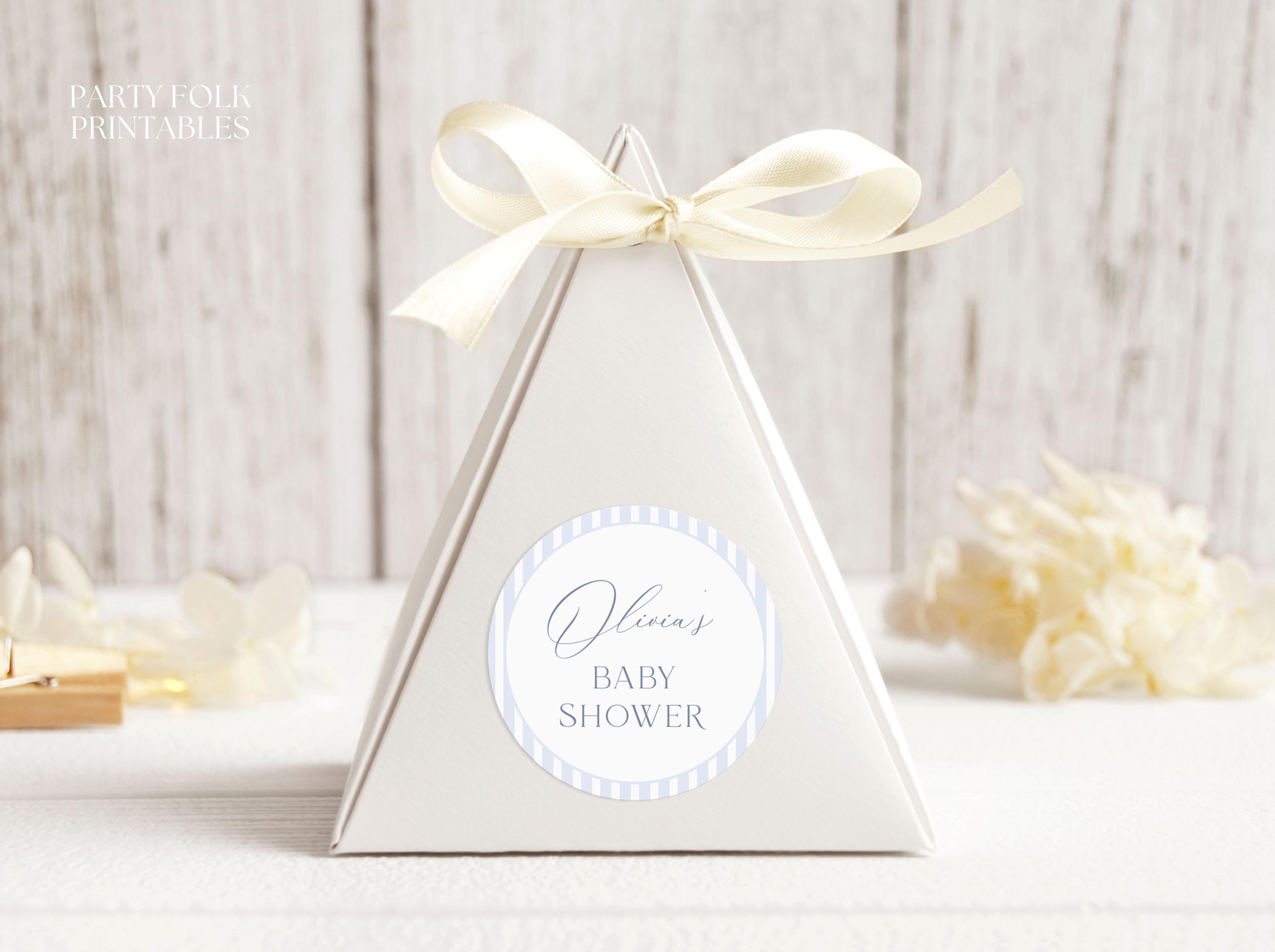 Editable Boy Baby Shower Sticker Template, Printable Blue Stripes Boy ...