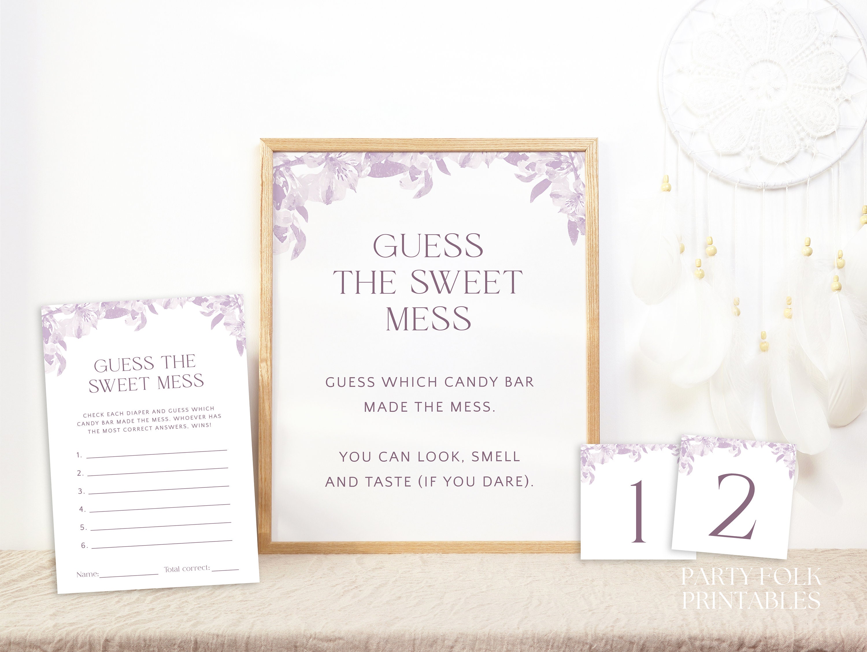 Editable Purple Floral Baby Shower Game Bundle, Lilac Vintage Flower ...