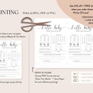 Editable Minimalist Baby Shower Predictions and Advice Card, Modern ...