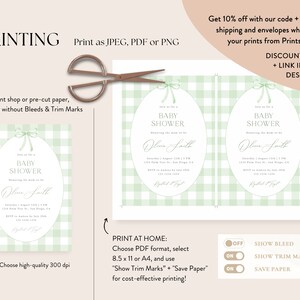 Editable Green Preppy Gingham Baby Shower Invitation Template, Gingham ...