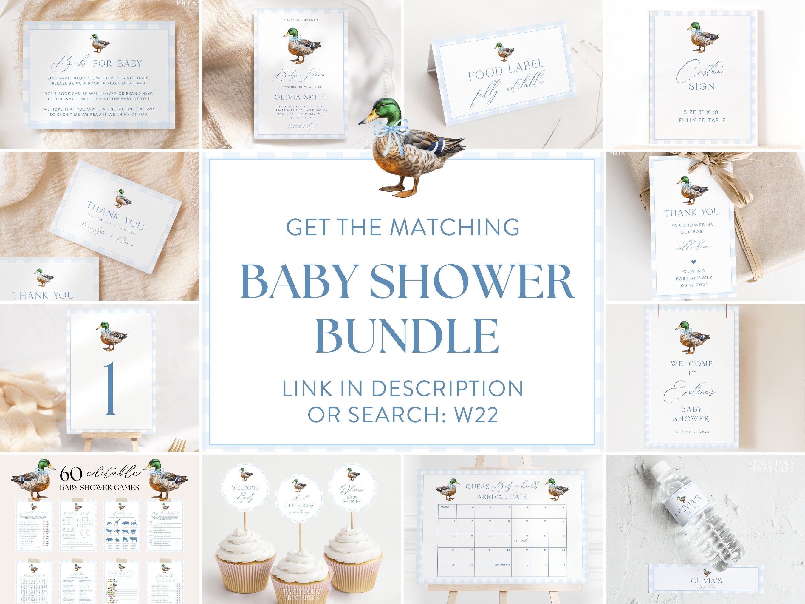 Editable Mallard Duck Boy Baby Shower Welcome Sign Template, Instant ...