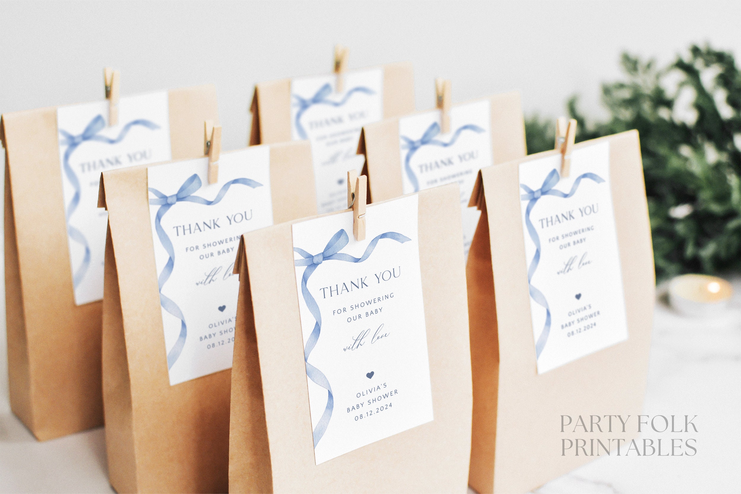 Editable Blue Bow Baby Shower Thank You Tag, Printable Boy Baby Shower ...