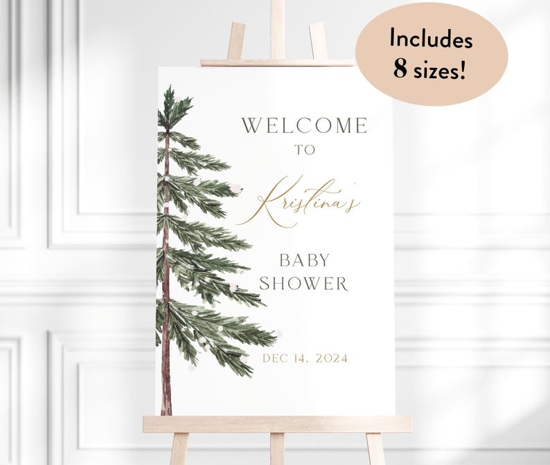 Editable Winter Baby Shower Welcome Sign Template, Baby It's Cold ...