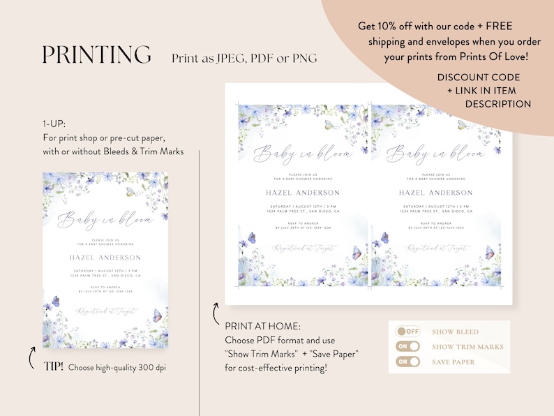 Editable Blue Baby in Bloom Shower Template Bundle, Baby Boy in Bloom ...