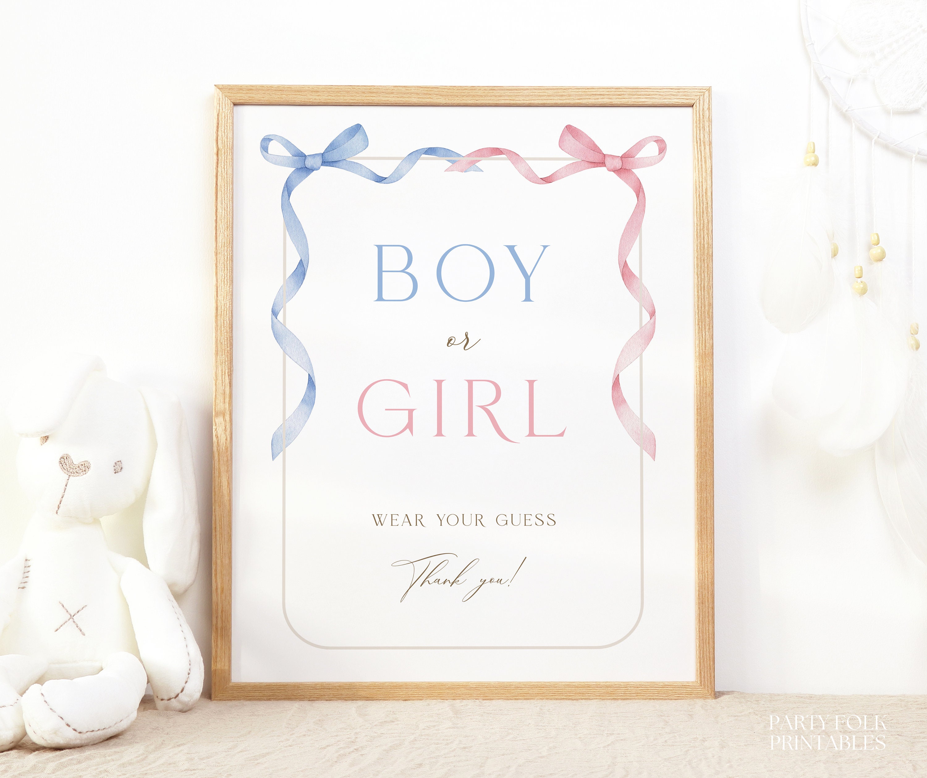 Blue Pink Boy or Girl Gender Reveal Sign, Printable Instant Pink Blue ...