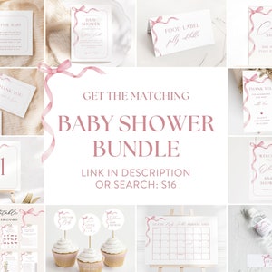 Editable Dusty Pink Bow Baby Shower Welcome Sign Template, Editable ...