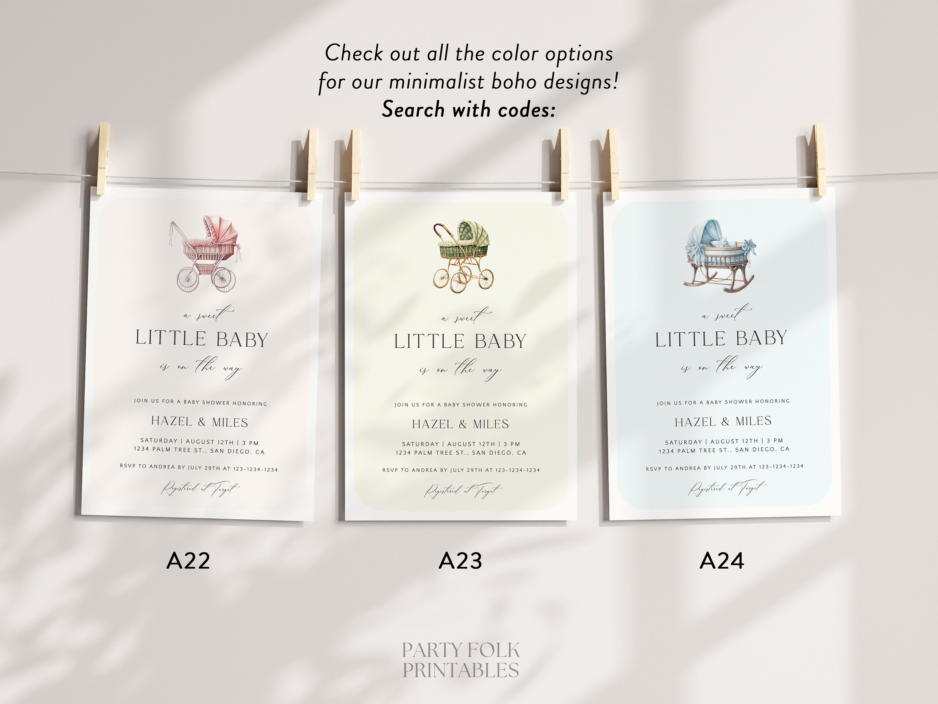 Editable Green Boho Baby Carriage Water Bottle Label, Printable Neutral ...