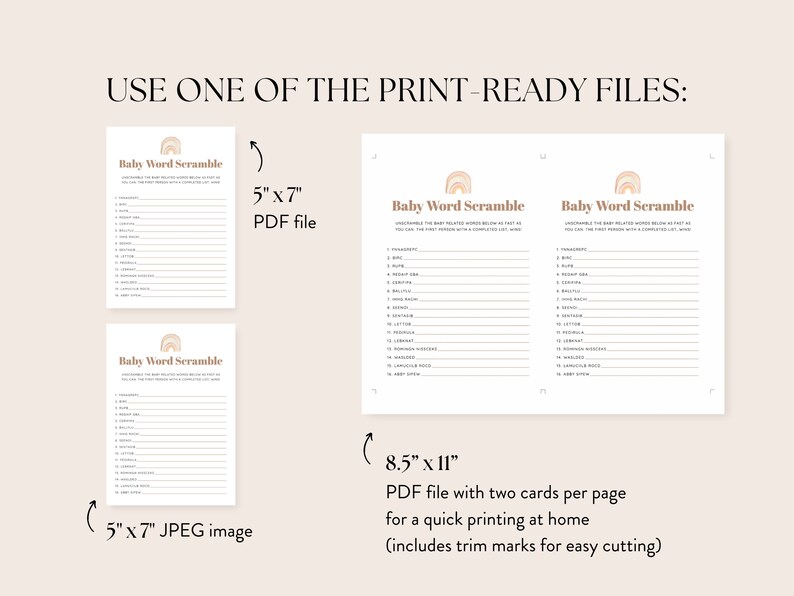 Editable Boho Rainbow Baby Word Scramble and Answer Key - Etsy