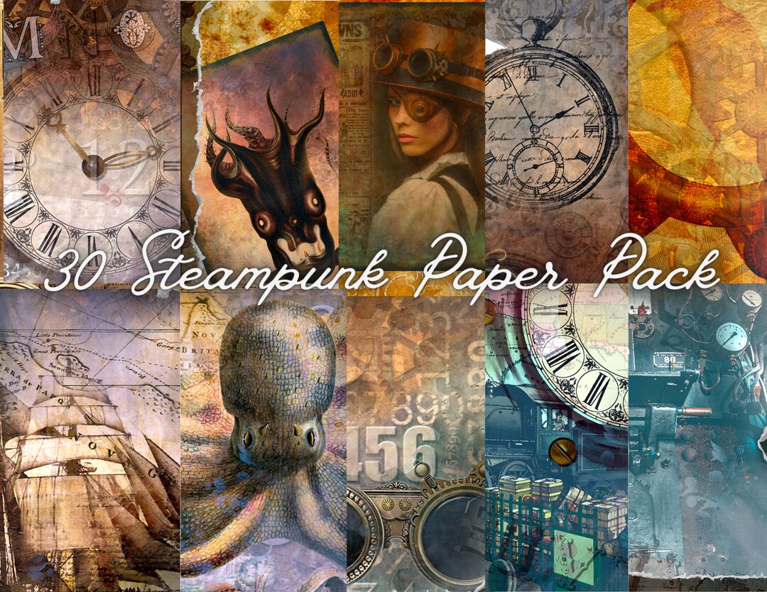 30 Steampunk Digital Paper Pack, Digital Steampunk Paper, - Etsy