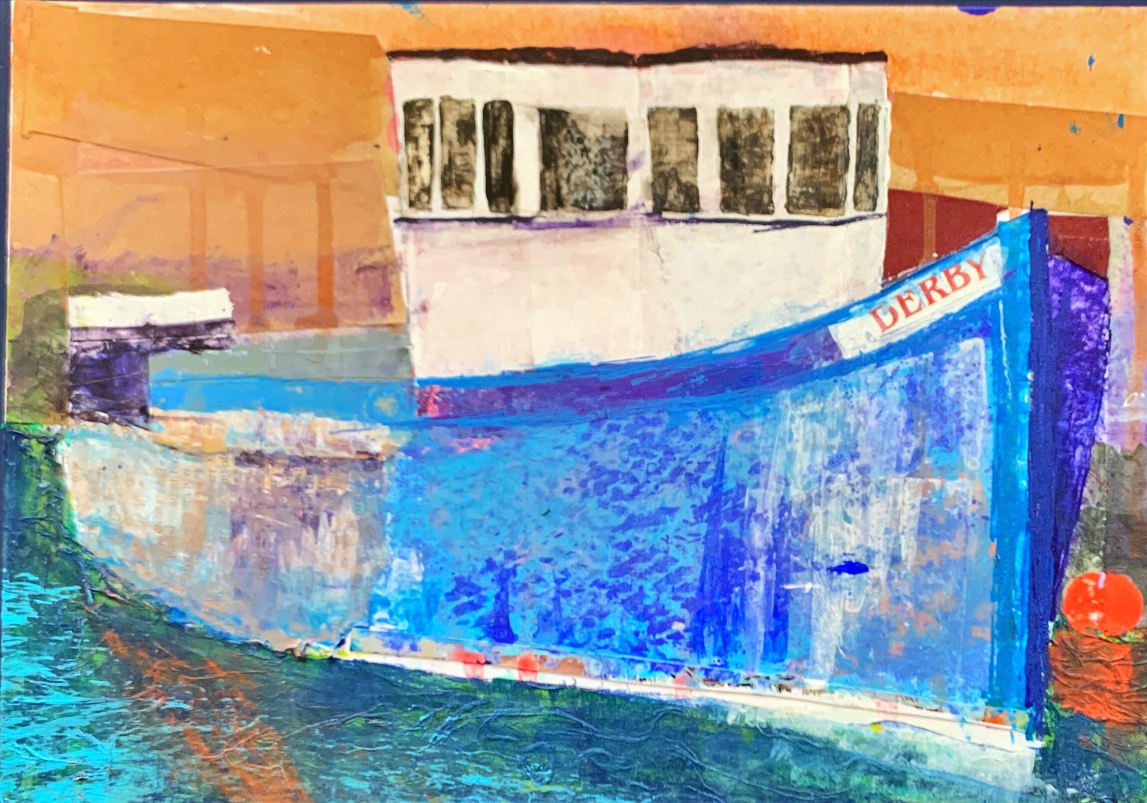 Mixed Media Boat Collage | Etsy
