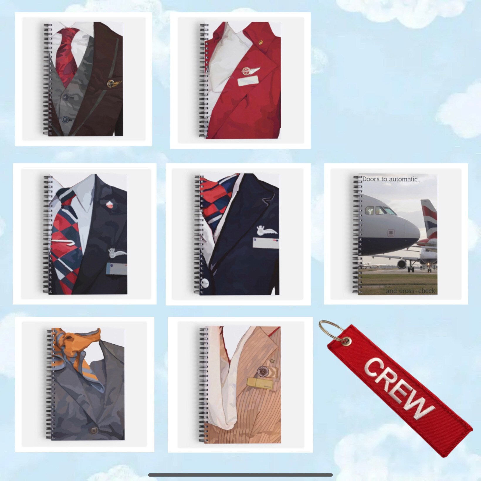 Cabin Crew 4 Piece Gift Box Airline Notebook Luggage Tag Pilot New ...