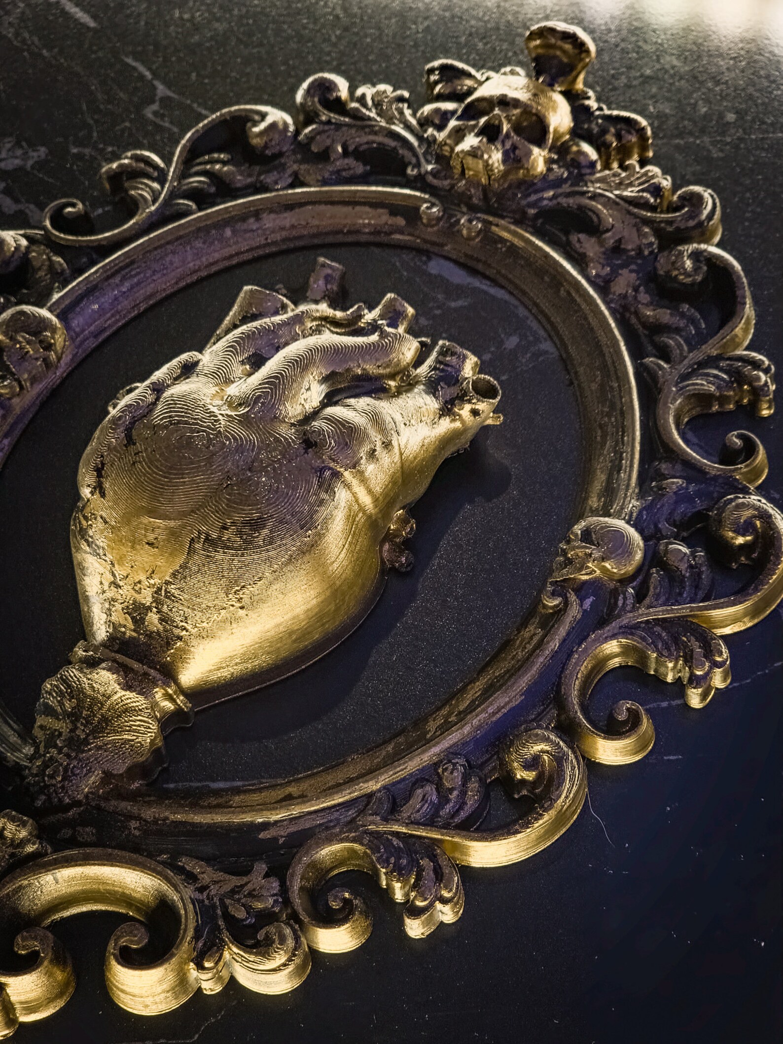 Gothic Heart Wall Art: Antique Style Gold Frame, Skull Decor - Etsy
