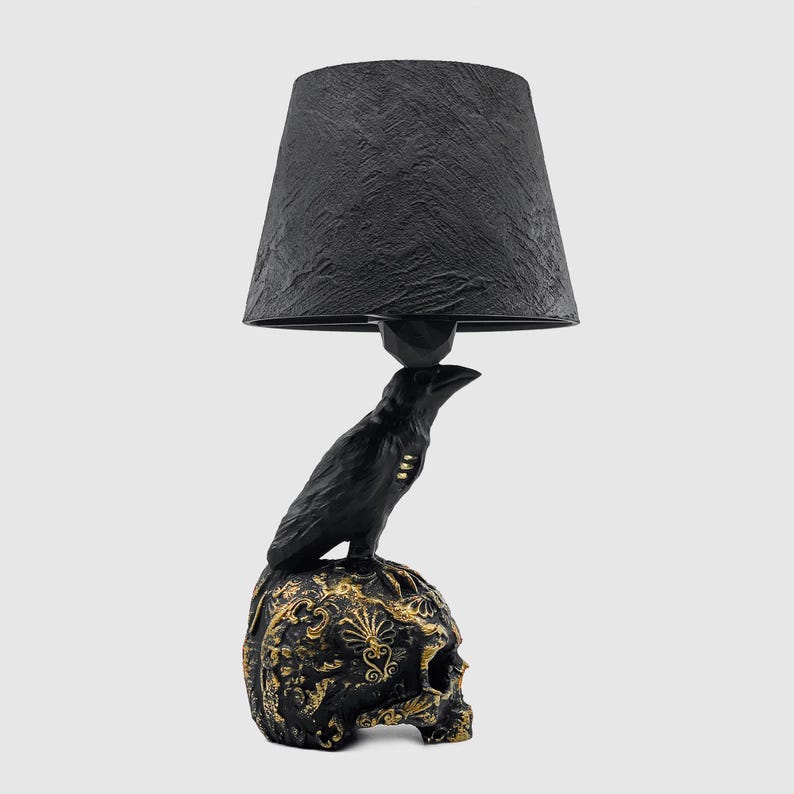 The Raven Skull Artifact: Hand-finished Table Lamp – Elegantly Haunting ...
