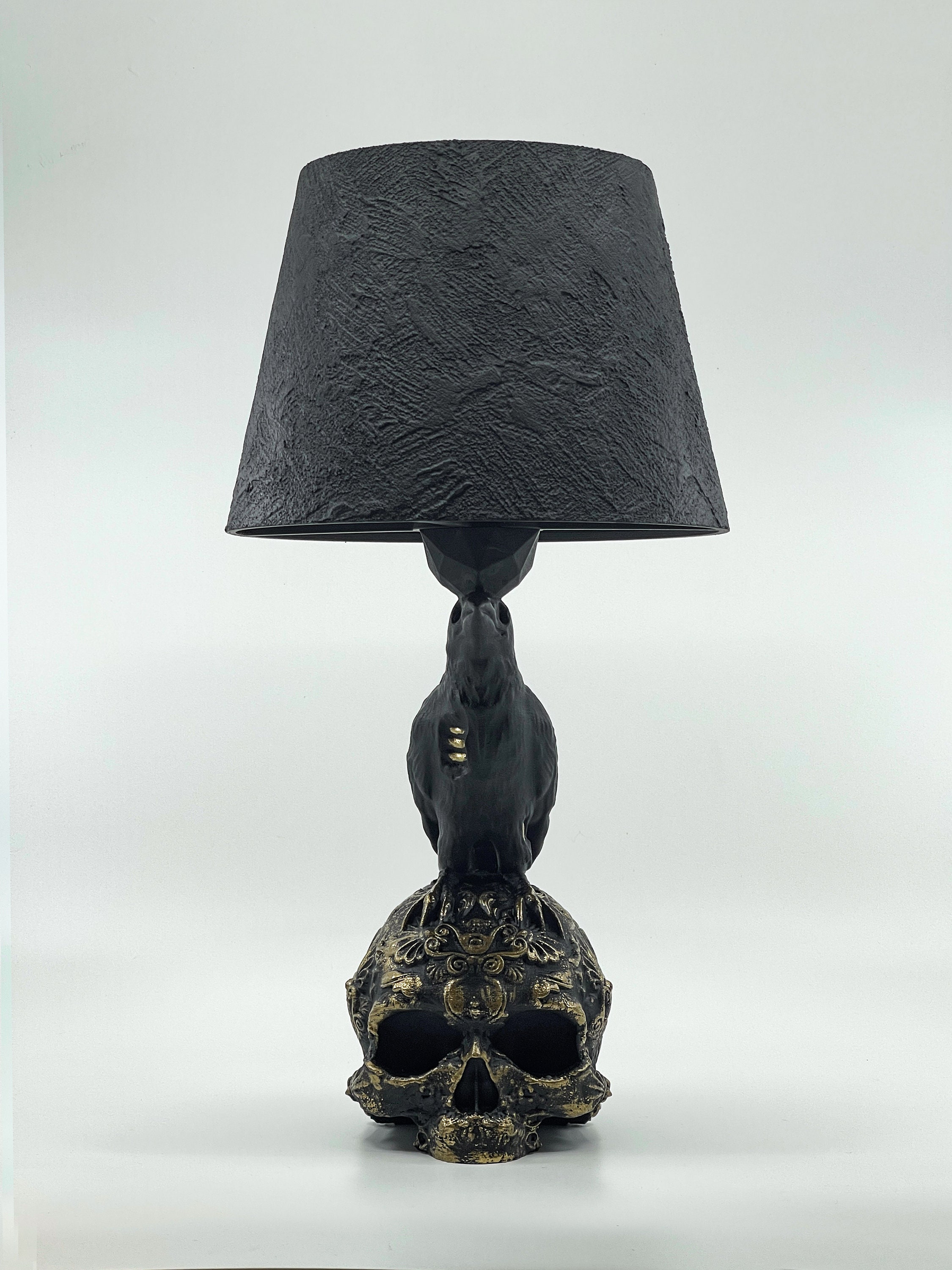 Skull Table Lamp: Raven Perched Gothic Home Decor - Etsy
