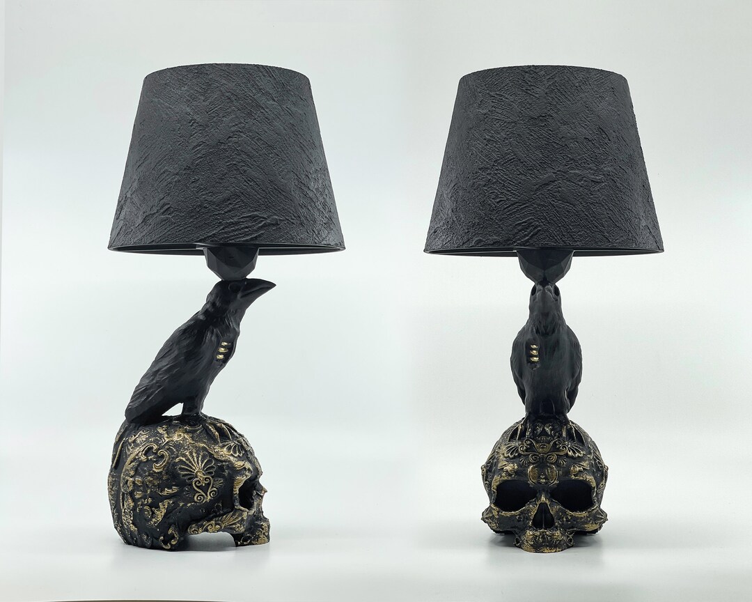 Table Lamp, Skull Lamp, Raven Lamp, Decorative Lamp, Bedside Table ...