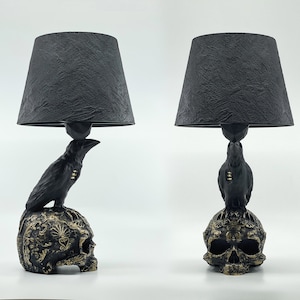 Table Lamp, Skull Lamp, Raven Lamp, Decorative Lamp, Bedside Table ...