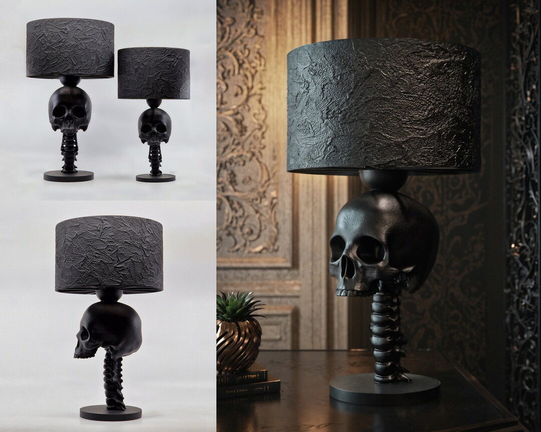 Skull Table Lamp, Decorative Lamp, Bedside Table Light, Skull Spine ...