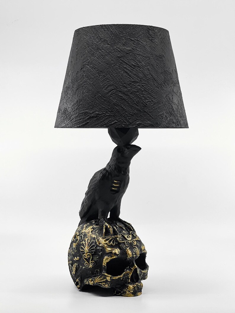 The Raven Skull Artifact: Hand-finished Table Lamp – Elegantly Haunting ...