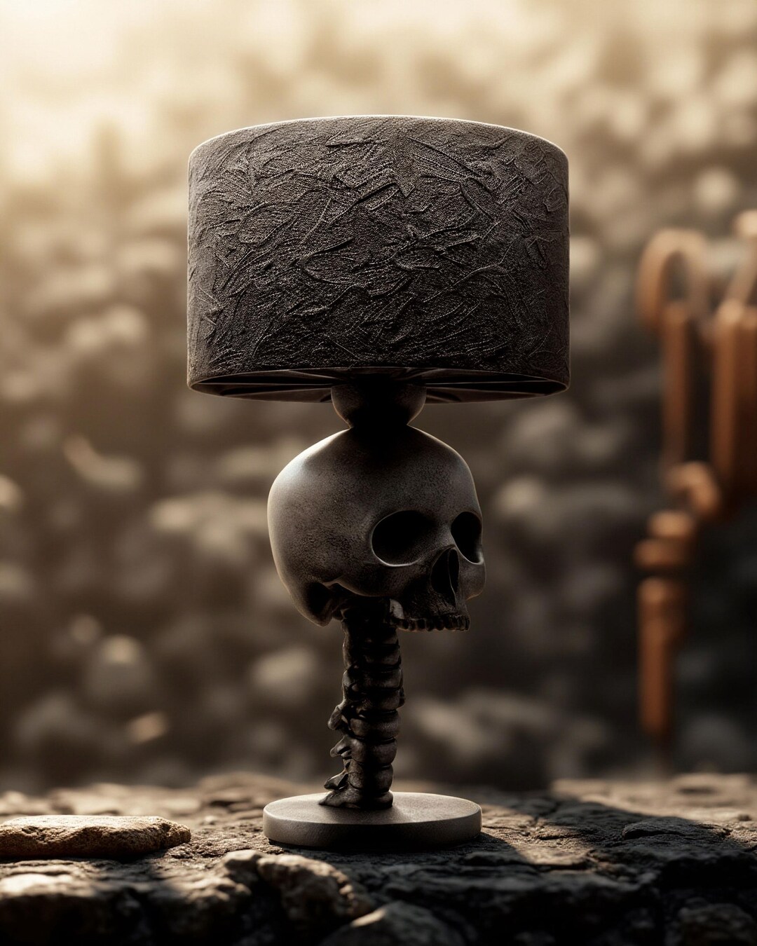 Skull Table Lamp, Decorative Lamp, Bedside Table Light, Skull Spine ...