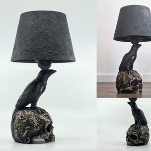 Table Lamp, Skull Lamp, Raven Lamp, Decorative Lamp, Bedside Table ...