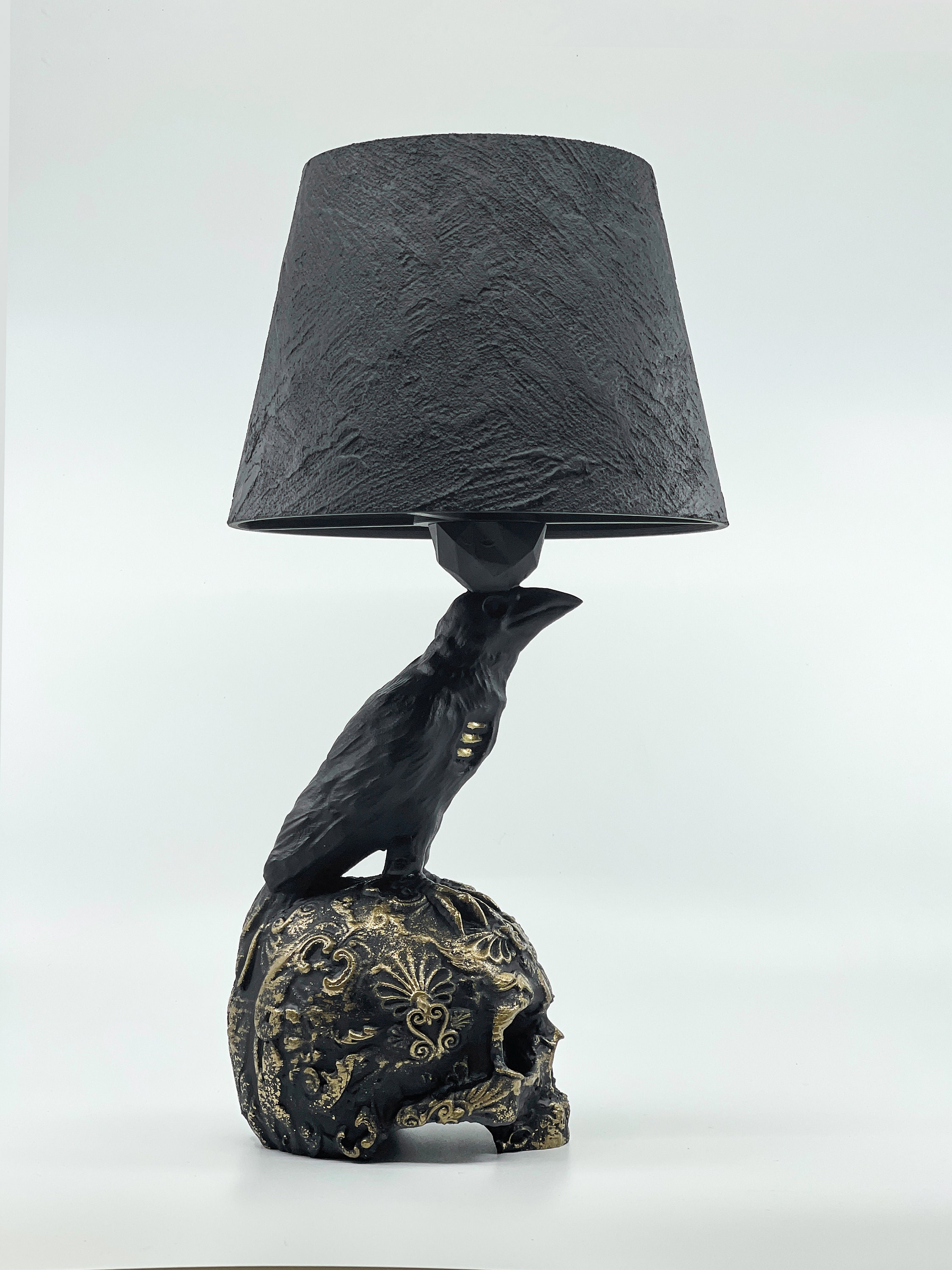 Table lamp Skull lamp Raven lamp Decorative lamp Bedside table light Designer lamp Home decor Modern shade Gothic decor The Raven